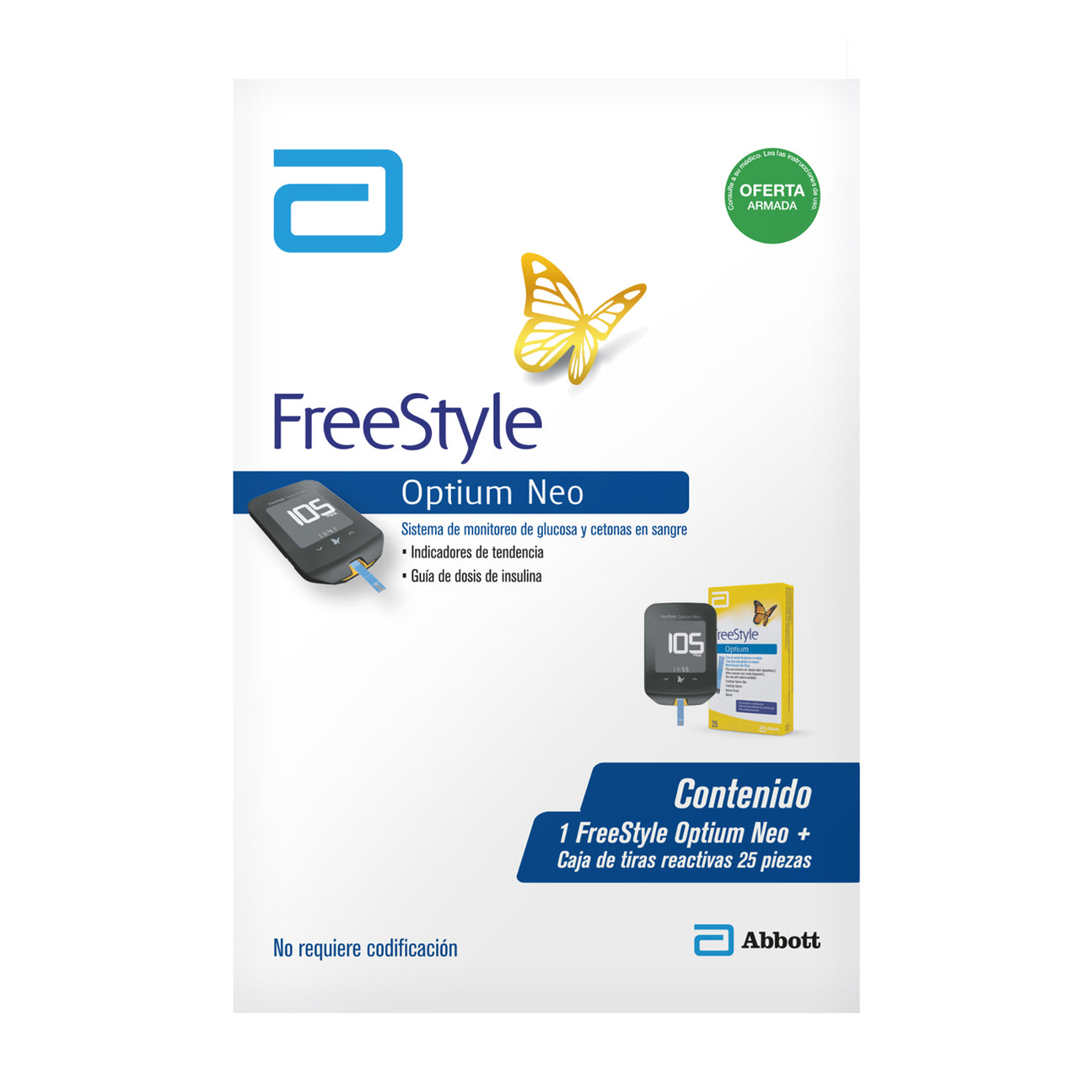 Medidor De Glucosa Y Cetonas Freestyle Optium Neo + 25 Tiras Reactivas ...